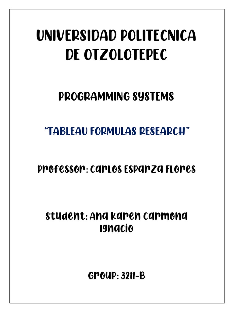 Tableau Formulas Overview | PDF | Computers