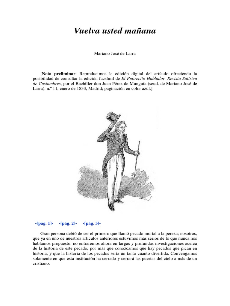 Vuelva Usted Mañana. Larra | PDF