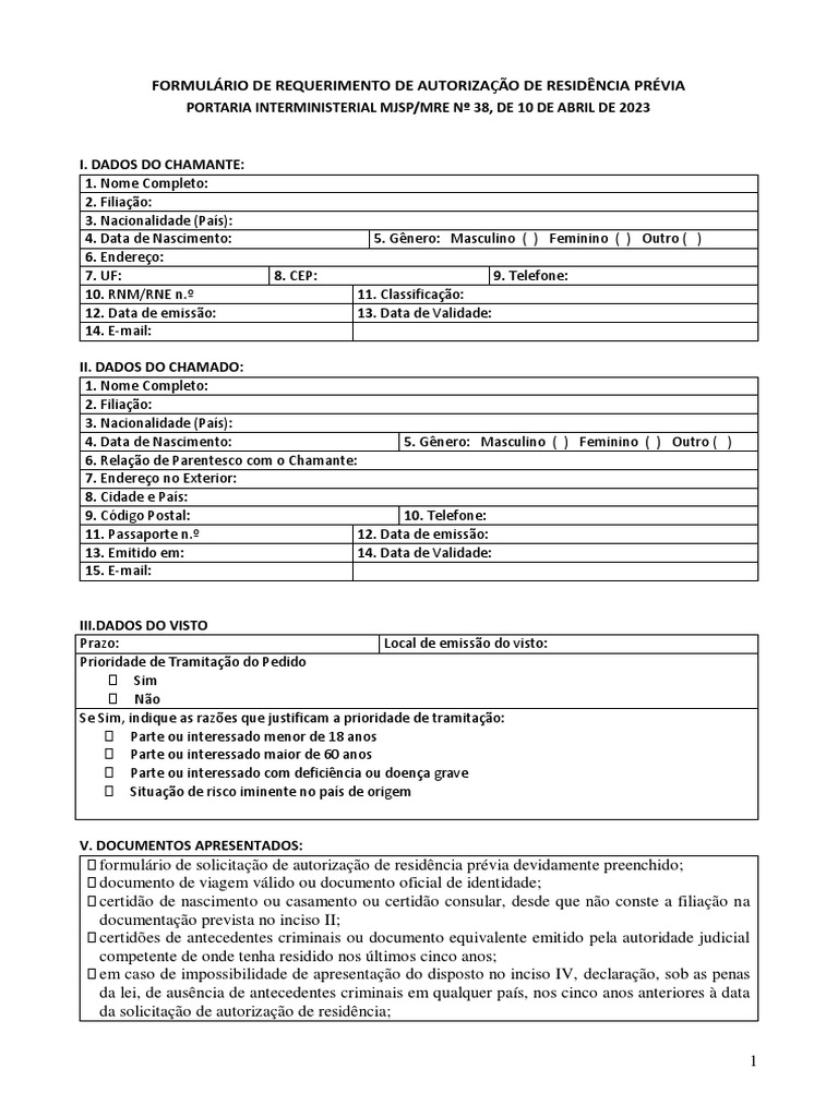 Anexo I - Formulário Port 38 | PDF | Visto para viagem | Passaporte