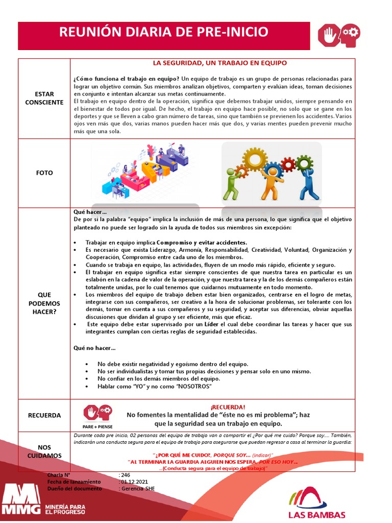 246 Reunión diaria Pre-inicio_La seguridad, un trabajo en equipo | PDF ...