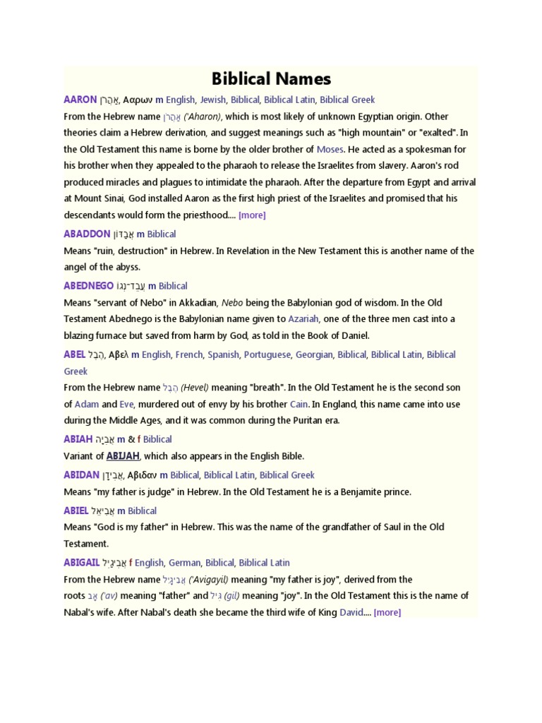 Biblical Names | PDF | Bible | Saint Peter