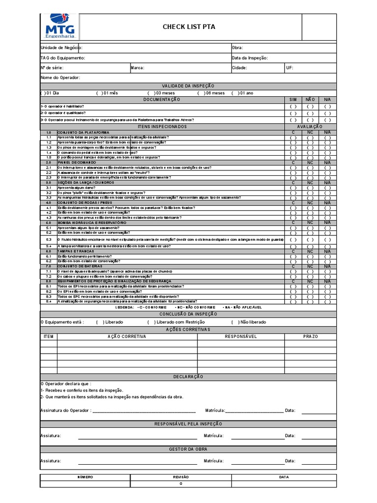 Check List Pta | PDF