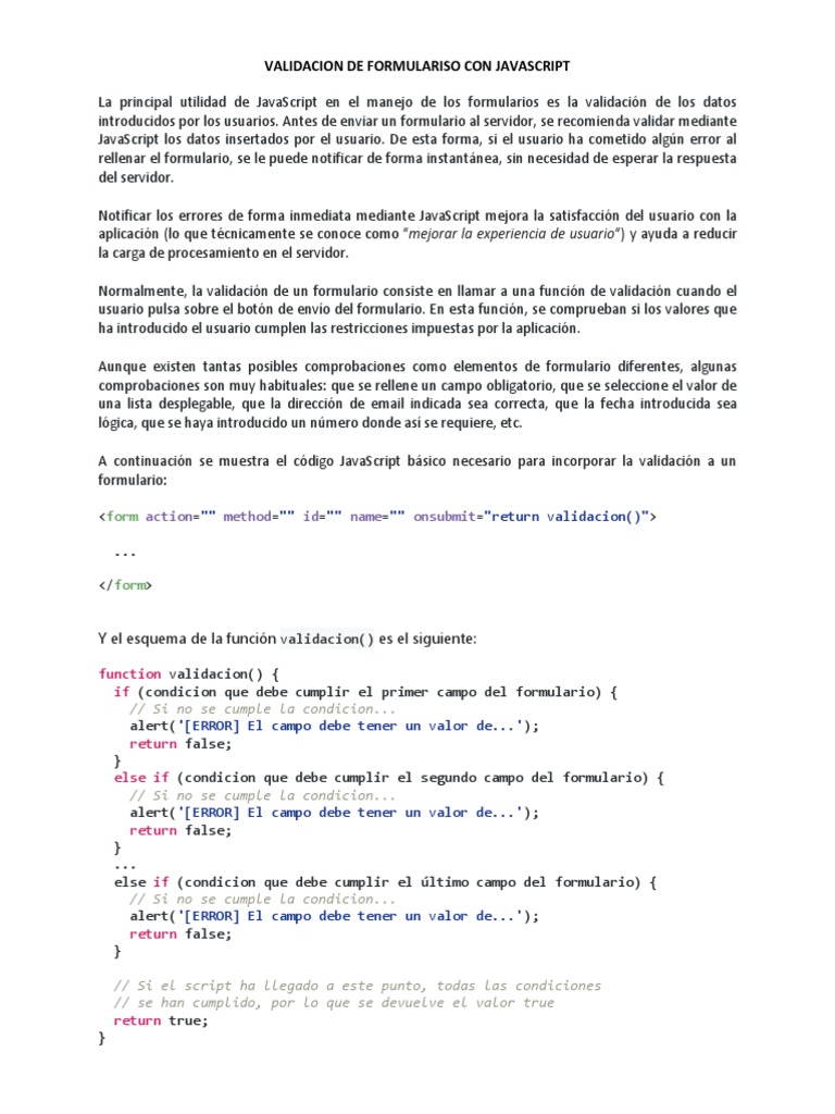 Validacion de Formulario Con Javascript | PDF | Script Java | Expresión regular