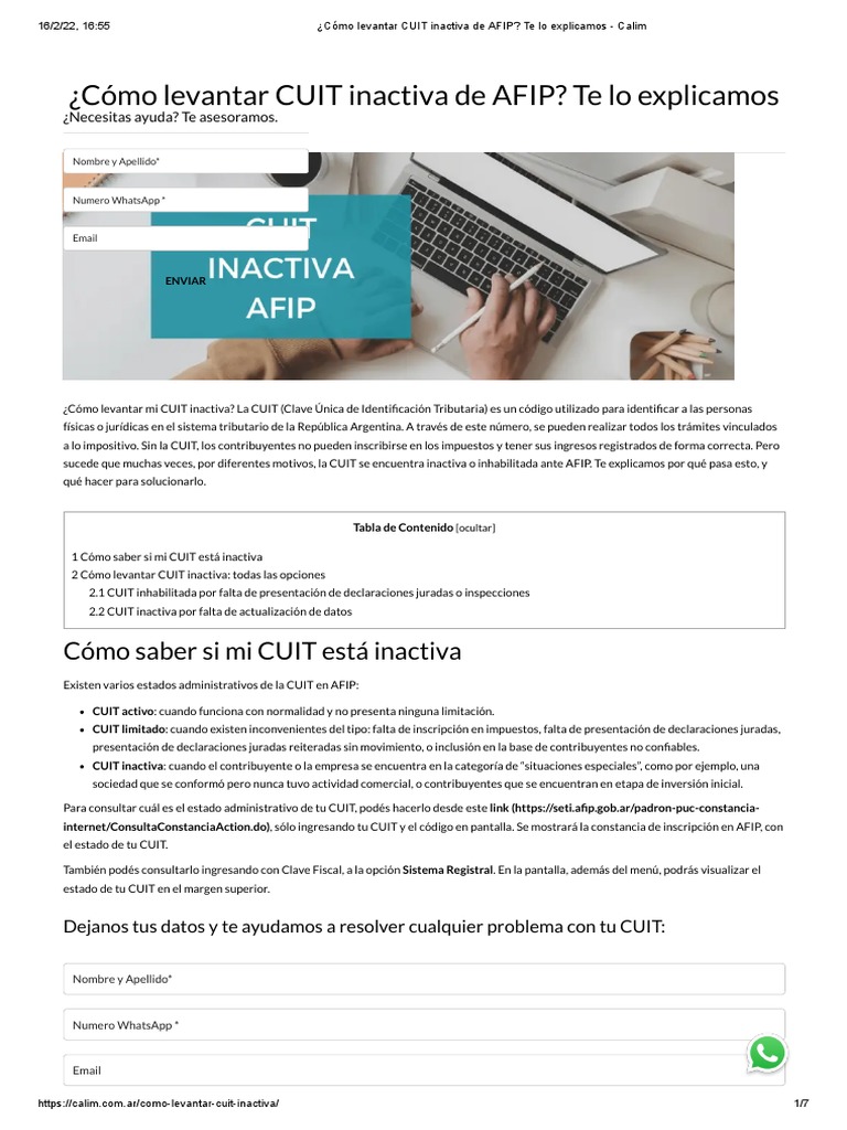¿Cómo Levantar CUIT Inactiva de AFIP_ Te Lo Explicamos - Calim | PDF