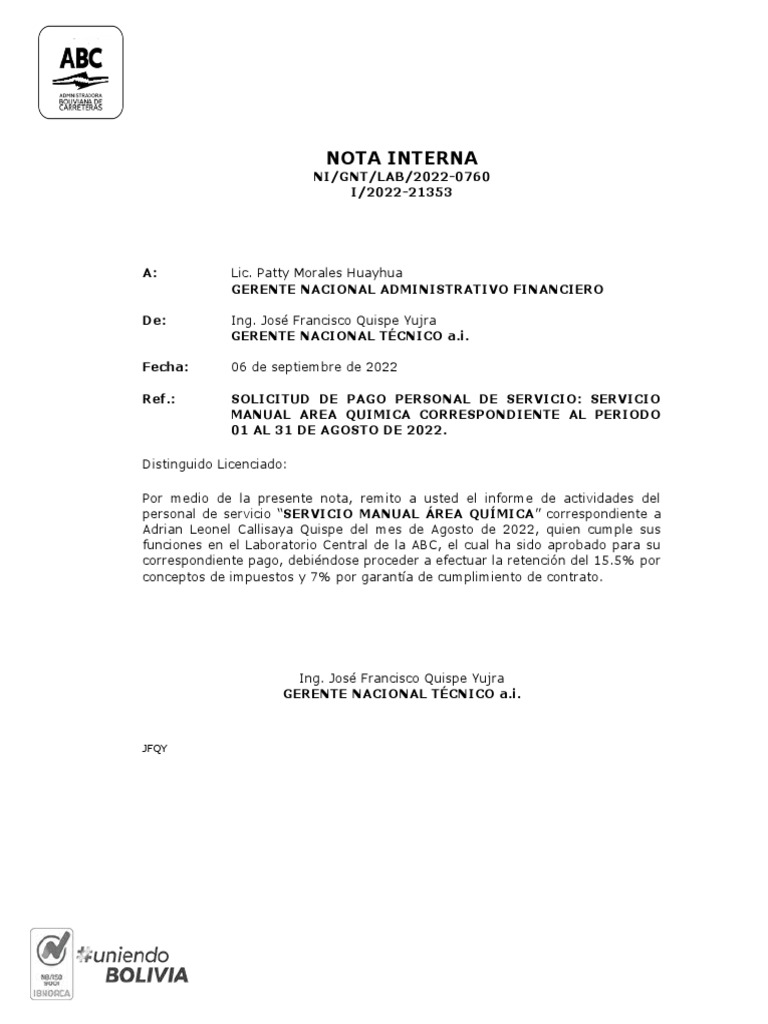 NOTA INTERNA - Leonel | PDF | Tecnología