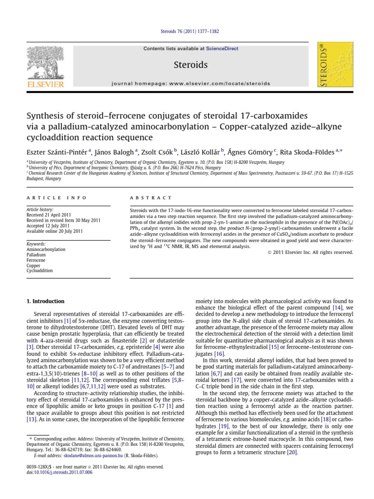 Synthesis of Steroid Ferrocene Conjugates of Steroidal 17 Carboxamid ...
