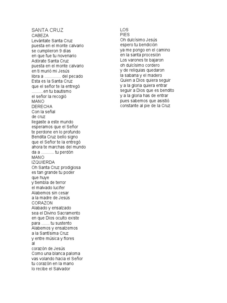 Levántate Santa Cruz: Alabanza y Letra | PDF