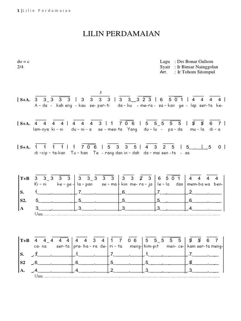 Partitur dan Lirik Lilin Perdamaian | PDF