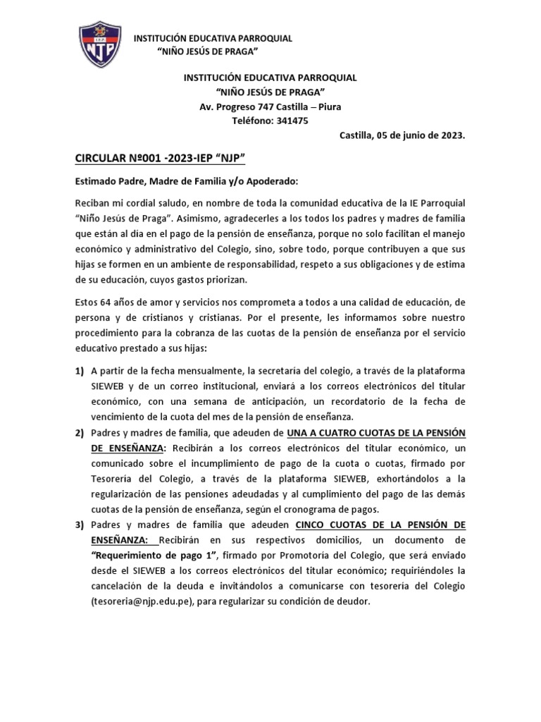 Carta Circular N001-2023 | PDF