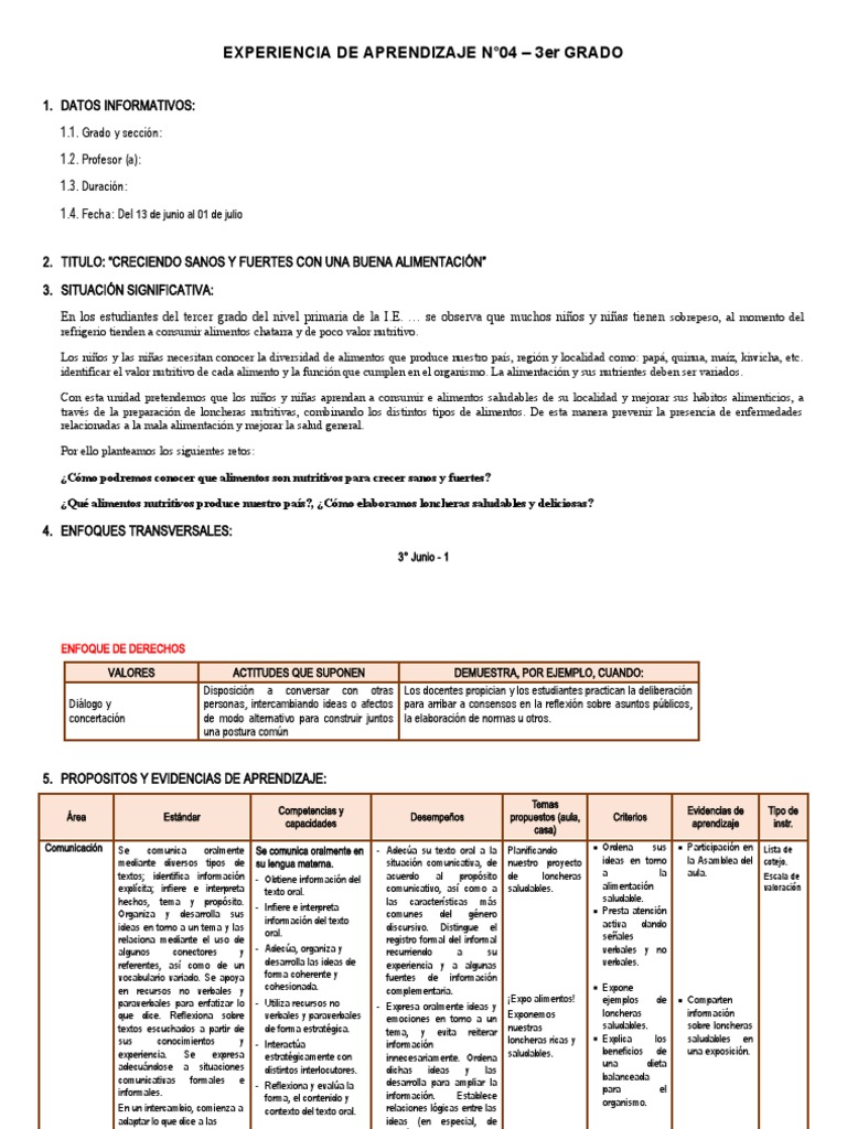3° Grado - Experiencia de Aprendizaje N°04 | PDF | Números | División (Matemáticas)