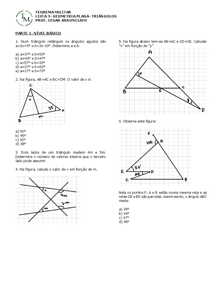 Lista 3 - Geo Plana - Triângulos | PDF