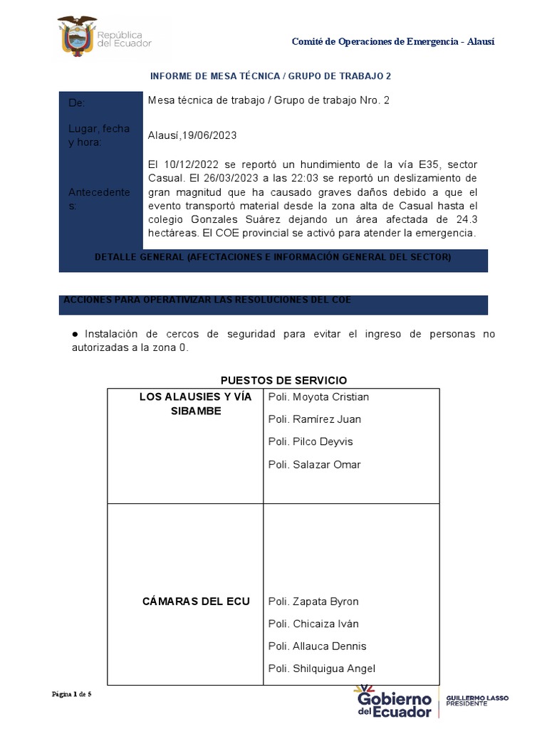 Informe Puesto de Mando Unificado | PDF