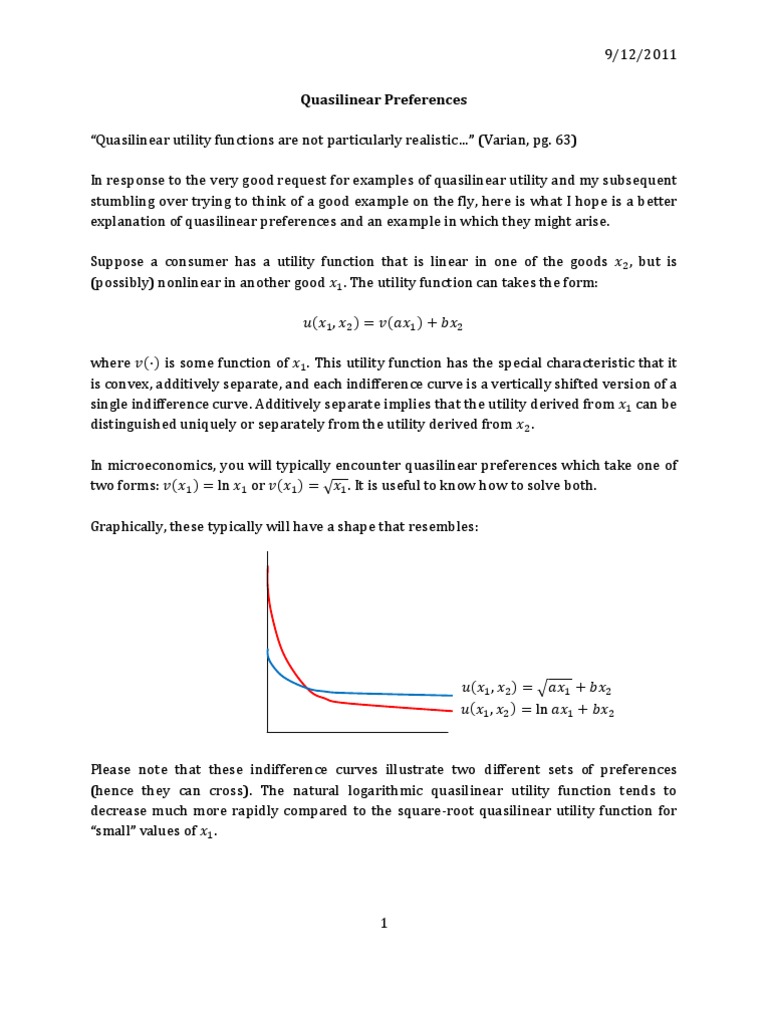 Understanding Quasilinear Preferences | PDF | Utility | Economic Theories