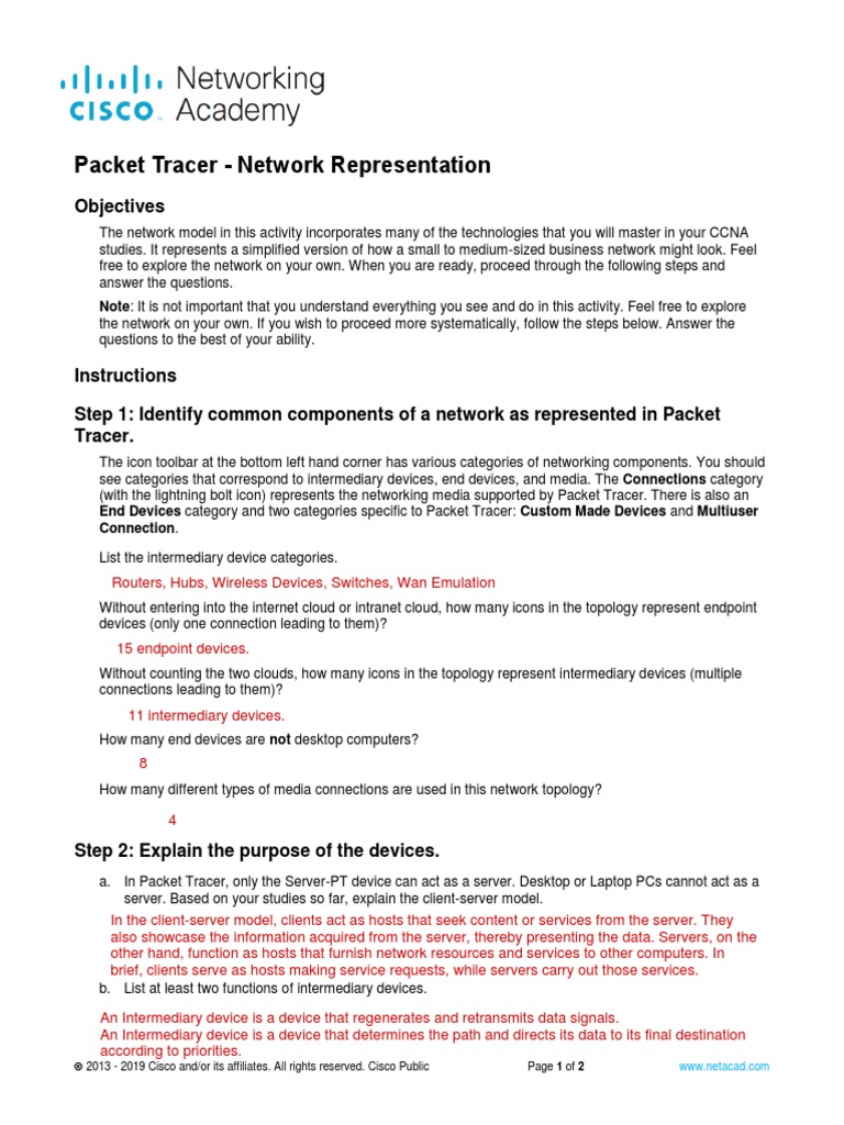 Packet Tracer Network Representation Guide | PDF | Computer Network ...