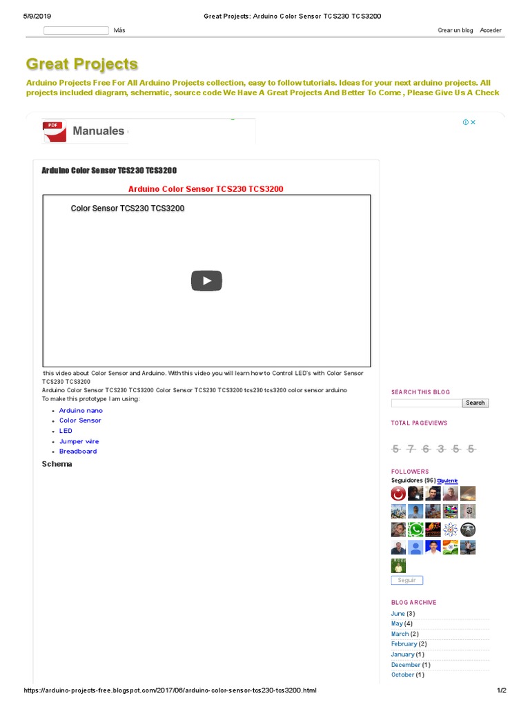 Great_Projects__Arduino_Color_Sensor_TCS230_TCS3200 | PDF | Arduino | Blog