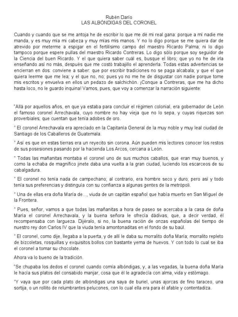 Las Albóndigas Del Coronel | PDF | Alimentos | Cocina