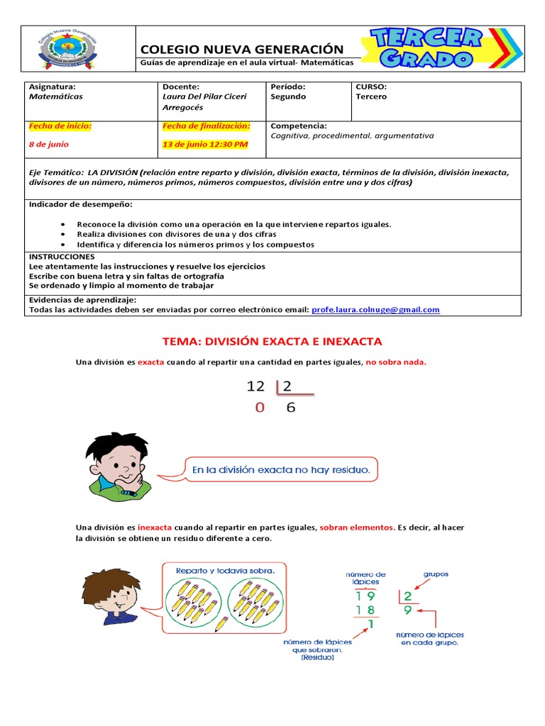 Division Exacta e Inexacta | PDF | División (Matemáticas) | Matemáticas