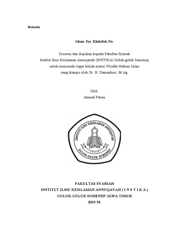 Analisis Buku "Islam Yes, Khilafah No" | PDF