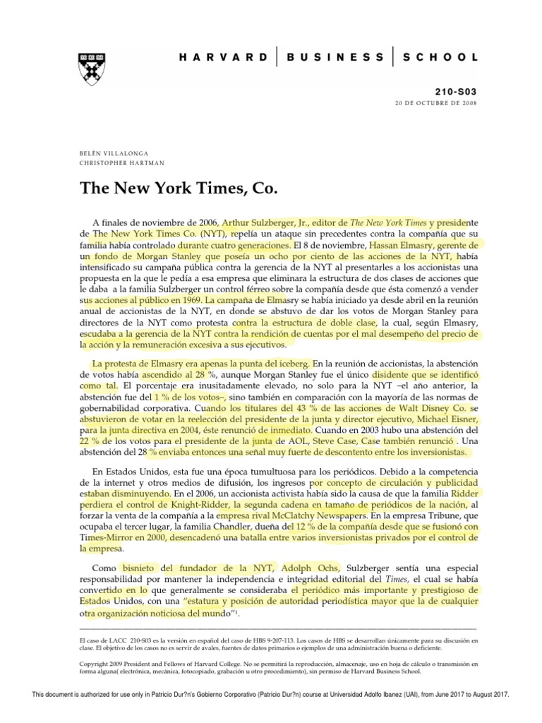 The New York Times | PDF | Los New York Times | Bolsa de Nueva York