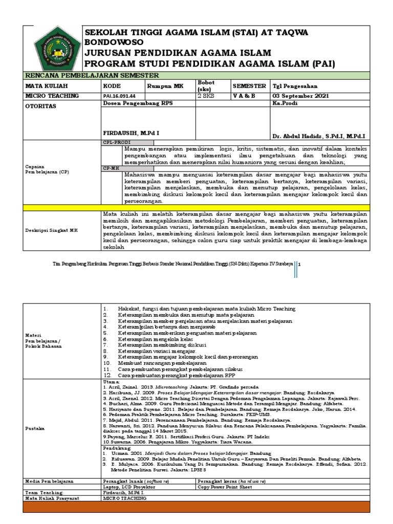 RPS Micro Teaching Kopertais | PDF