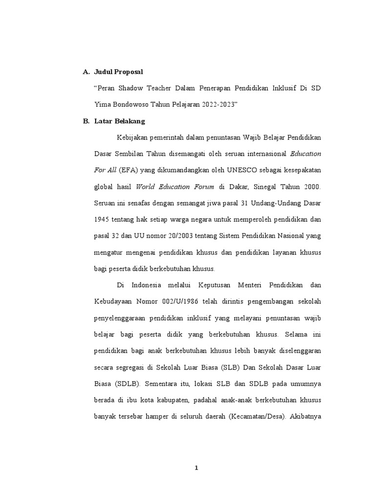 Peran Shadow Teacher di Pendidikan Inklusif | PDF