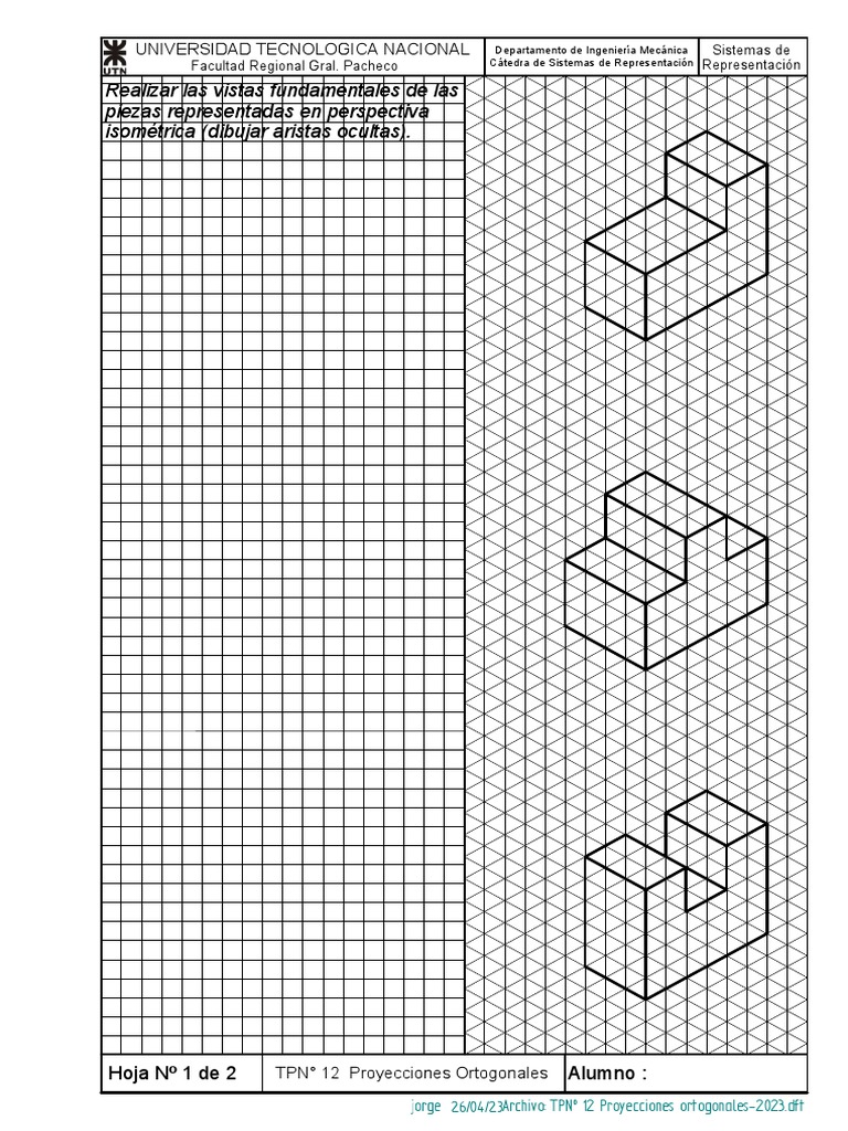 TPN° 12 Proyecciones Ortogonales-2023 | PDF | Métodos y materiales de enseñanza | Ciencia y ...