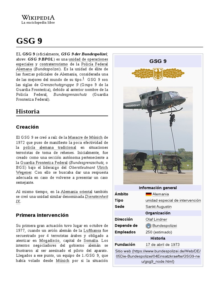 GSG 9 | PDF | Seguridad nacional | Cumplimiento de la ley