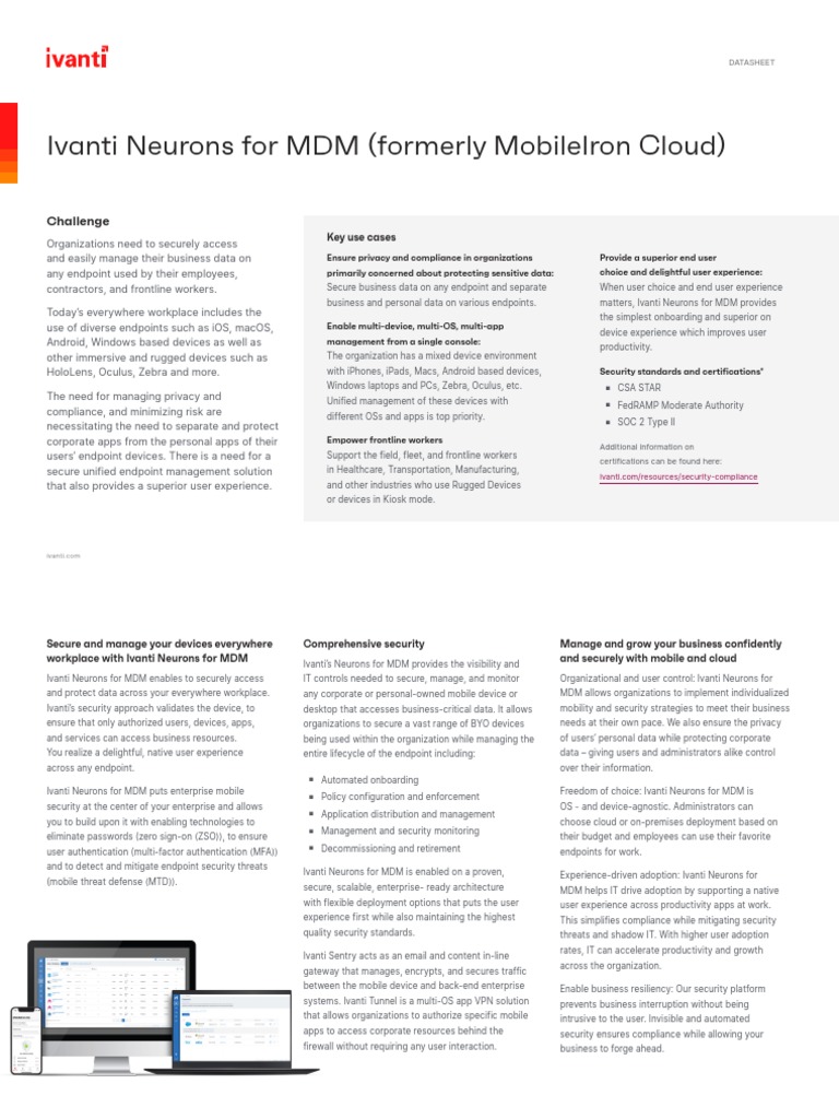 Ivanti Neurons For MDM (Formerly Mobileiron Cloud) : Challenge | PDF ...