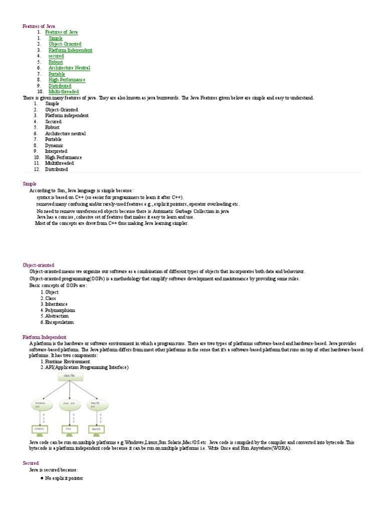 Features of Java | Download Free PDF | Java (Programming Language) | Java Virtual Machine
