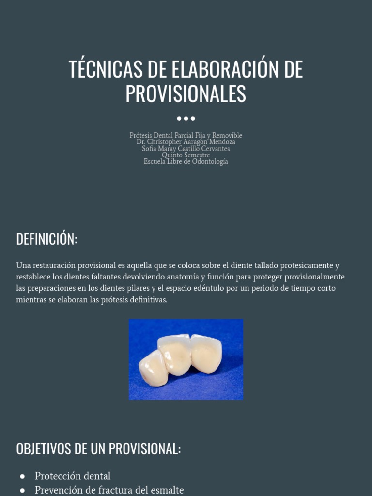 TÉCNICAS DE ELABORACIÓN DE PROVISIONALES | PDF | Dentadura postiza ...