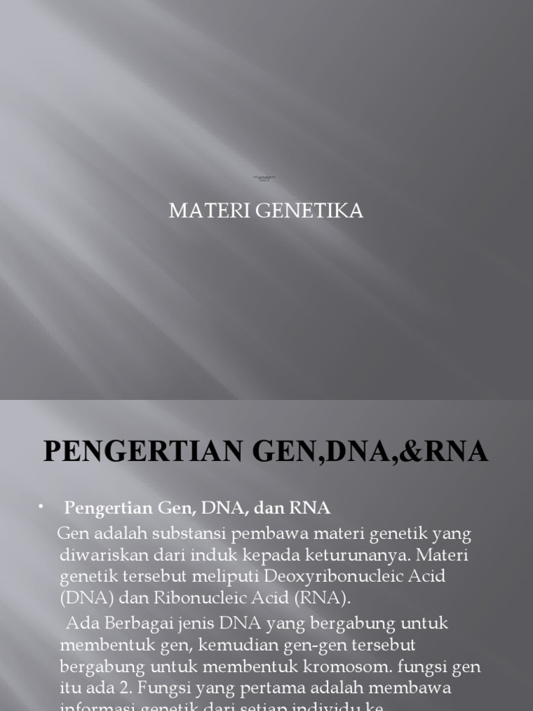 Pengertian Gen, DNA, dan Kromosom | PDF | Kajian Bahasa Asing | Sains ...