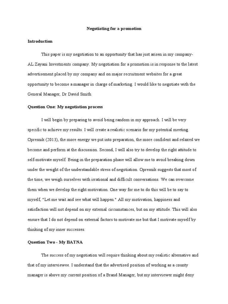 How To Negotiate Your Way For A Promotion | Download Free PDF ...