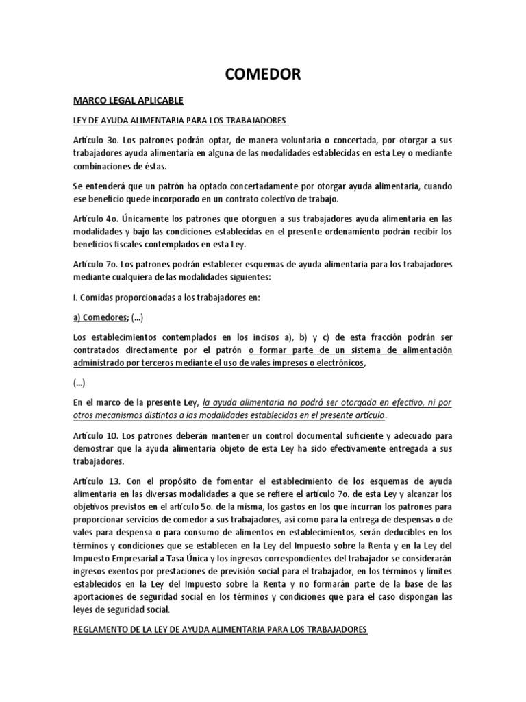 Marco Legal COMEDOR | PDF | Salario | Impuestos