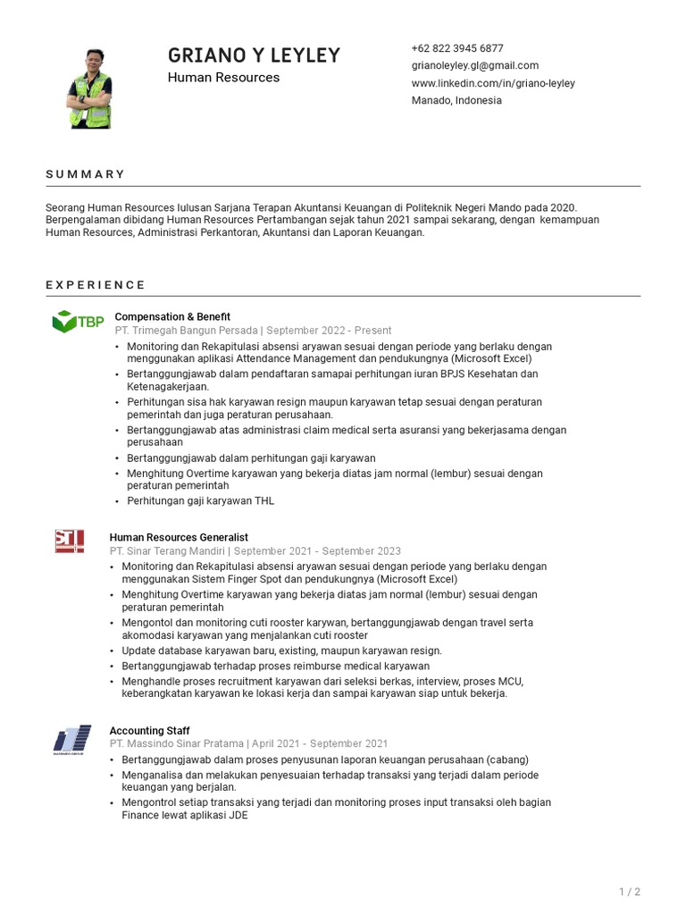 GRIANO Y LEYLEY - Human Resources - Resume (2) - Compressed | PDF ...