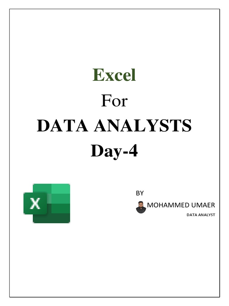 Introduction To Excel For DATA ANALYSTS Day-04 | PDF | Microsoft Excel ...