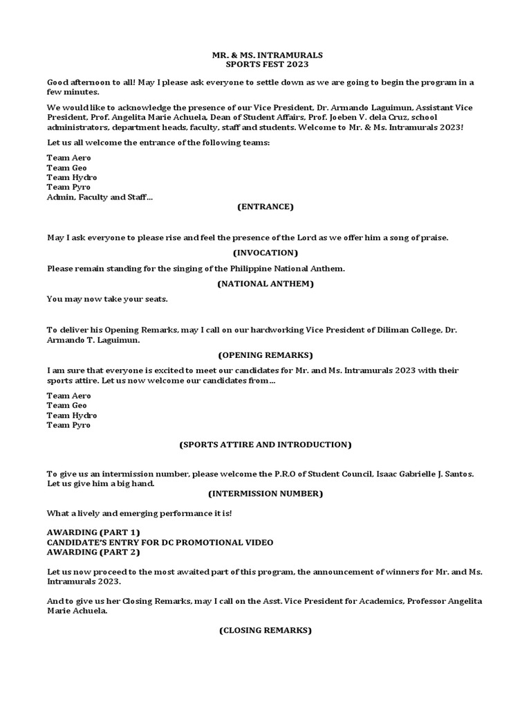 Script-Sports-Fest | PDF