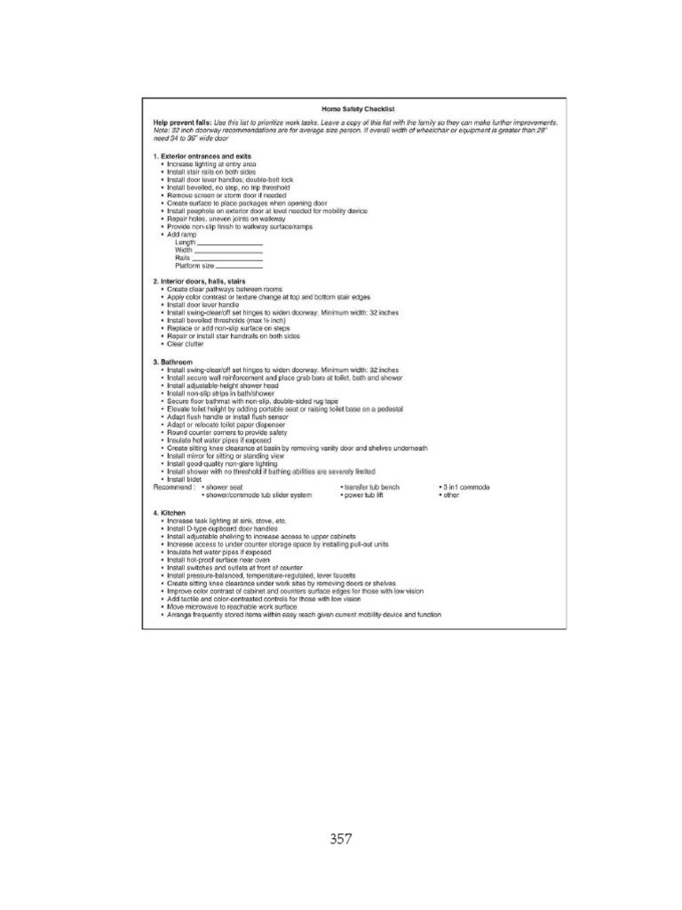 Home Safety Evaluation Checklist For Practitioners | PDF