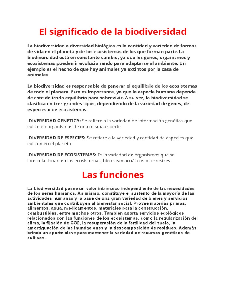 El Significado De La Biodiversidad Pdf
