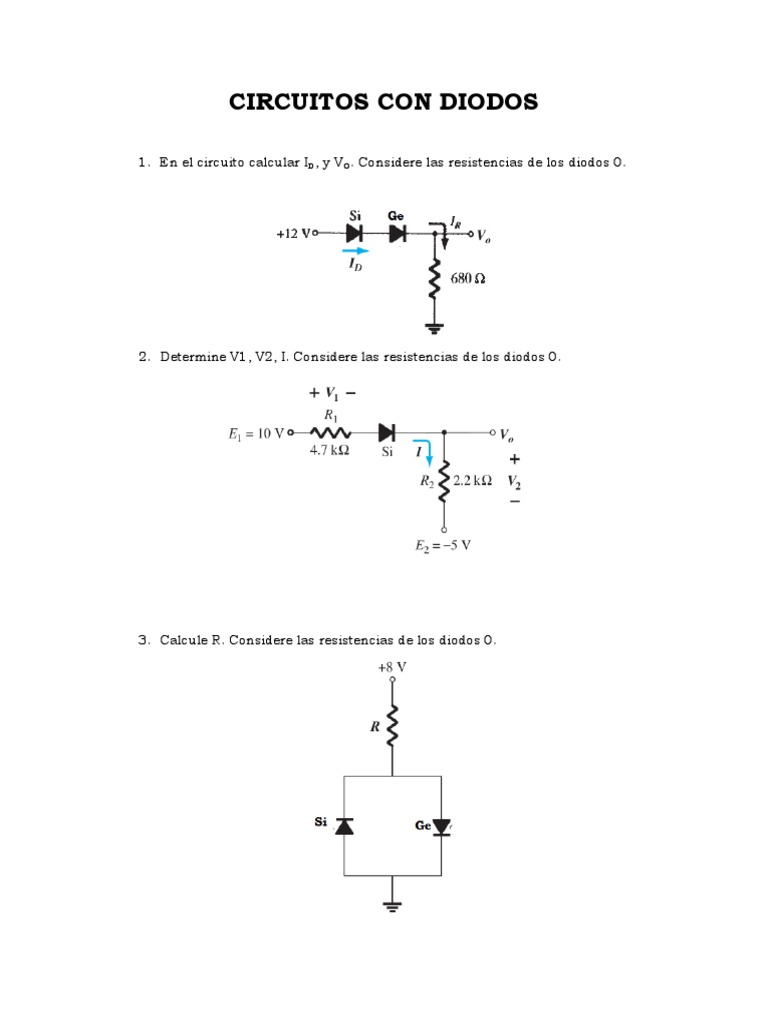 Ejercicios. Circuitos Con Diodos | PDF