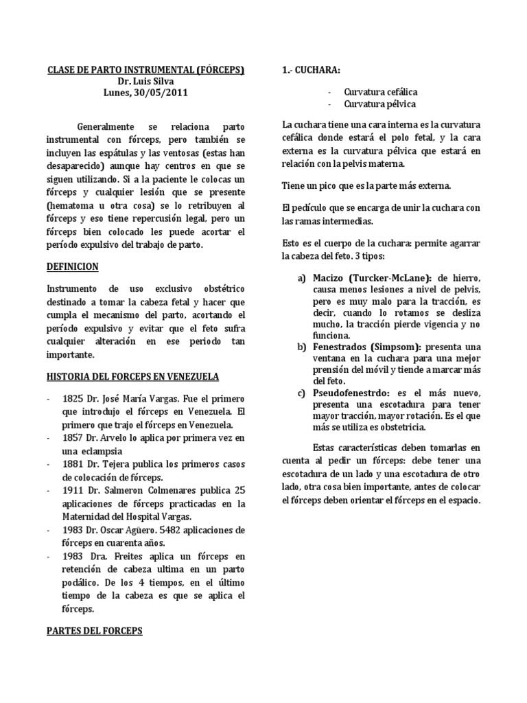 Guía Completa sobre Parto Instrumental con Fórceps | PDF | Parto | Pelvis