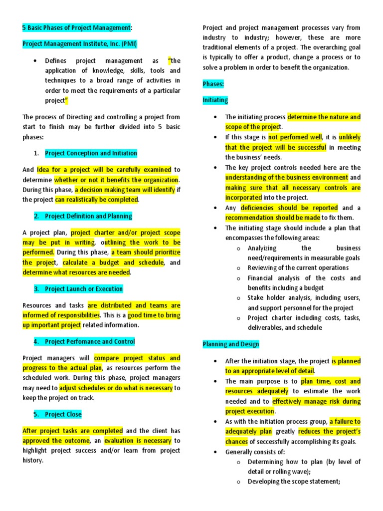 Basic Phases of Project Management | PDF | Project Management | Business