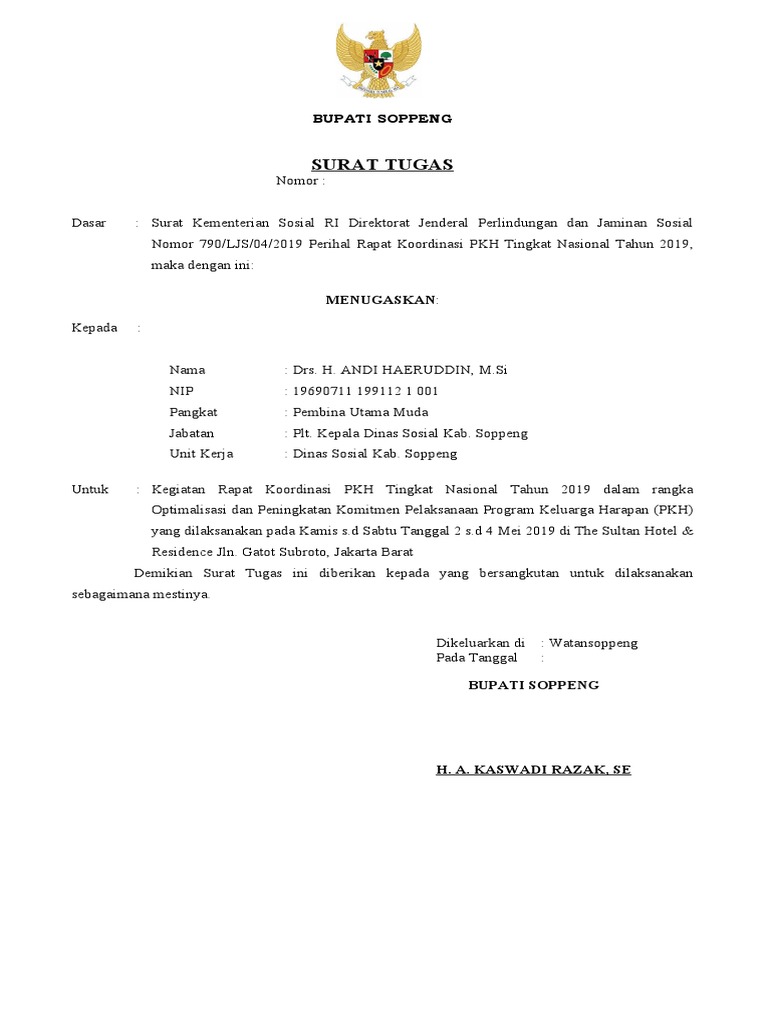 Surat Tugas Kop Bupati | PDF