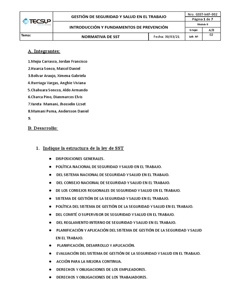 Taller 02 Normativa de SST-1 | PDF