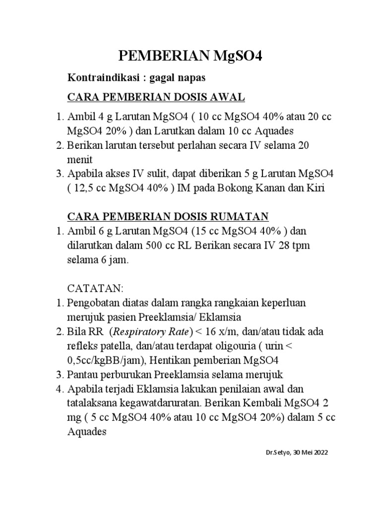 PEMBERIAN MgSO4 | PDF