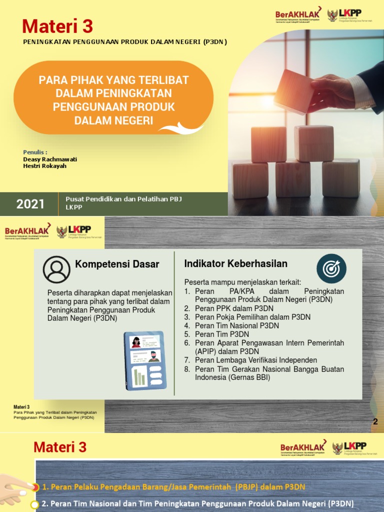Materi 3 P3DN - para Pihak Yang Terlibat Dalam Peningkatan P3DN | PDF ...