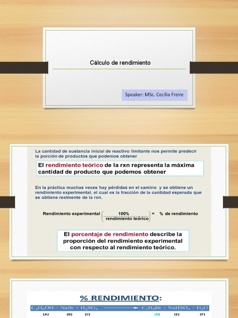 Cálculo del Rendimiento Experimental | PDF