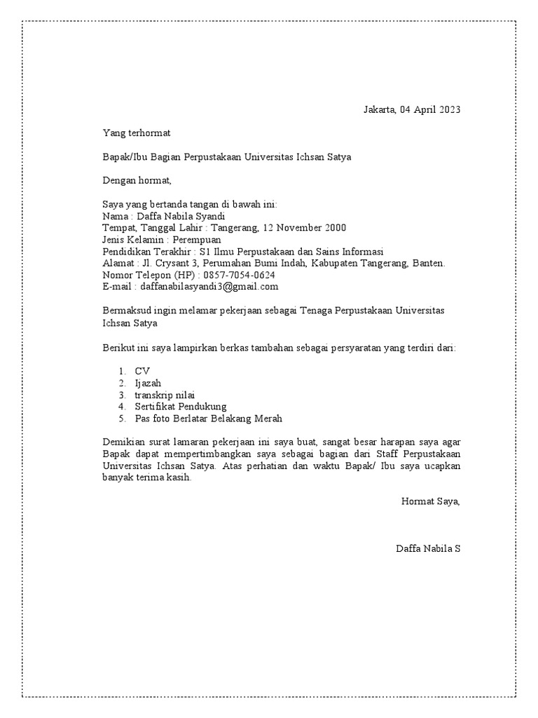 Contoh Lamaran | PDF