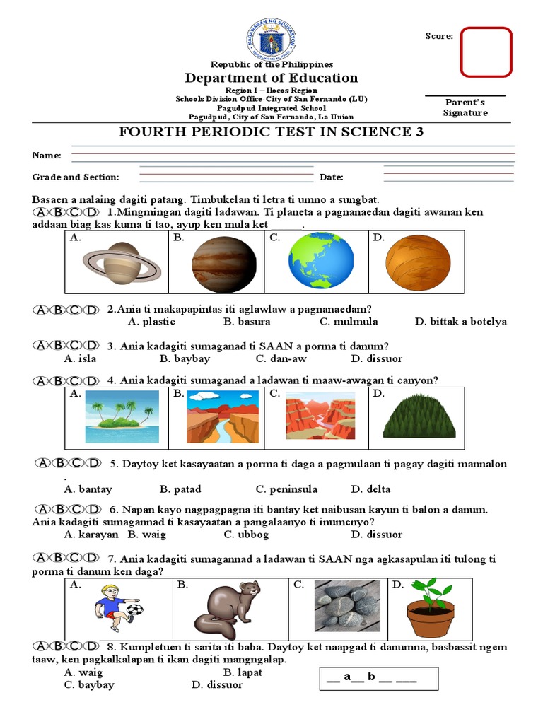 Fourth Periodic Test in Science | PDF