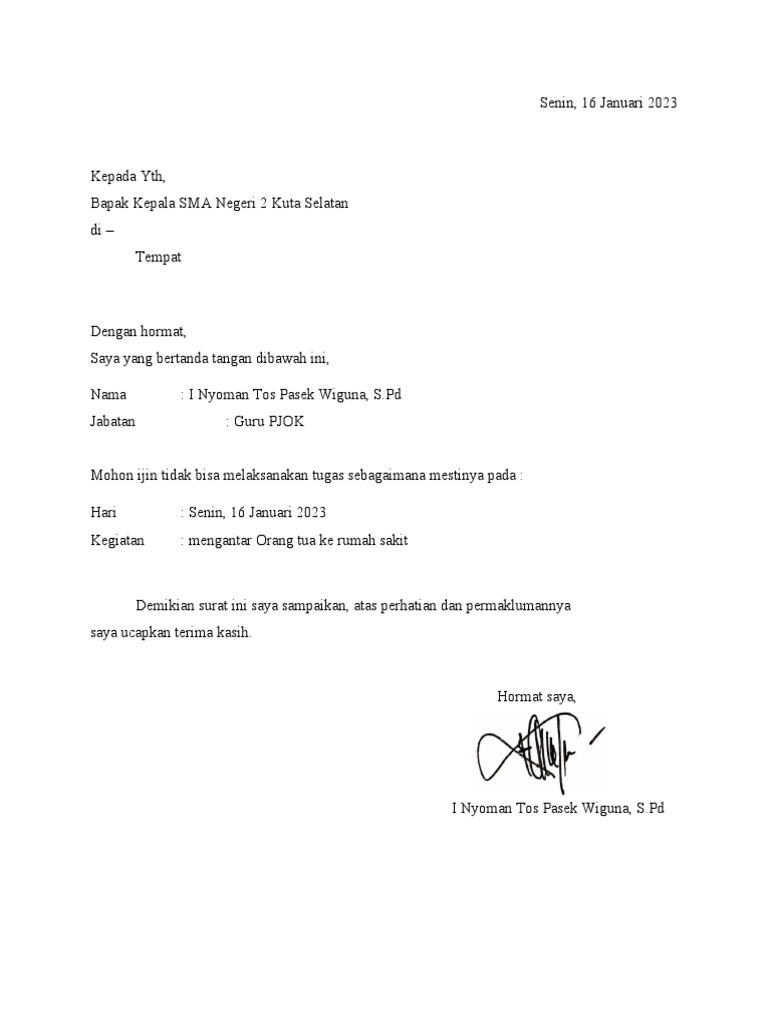 Surat Ijin Word | PDF