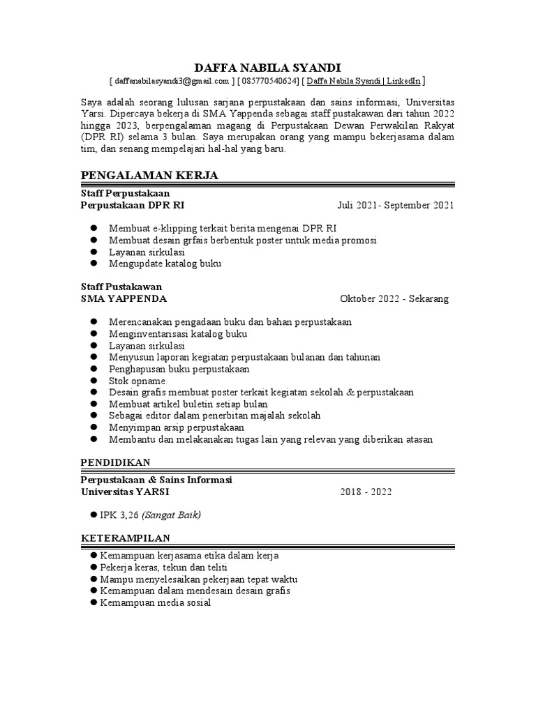 Contoh CV | PDF | Karier & Perkembangan | Ilmu Sosial